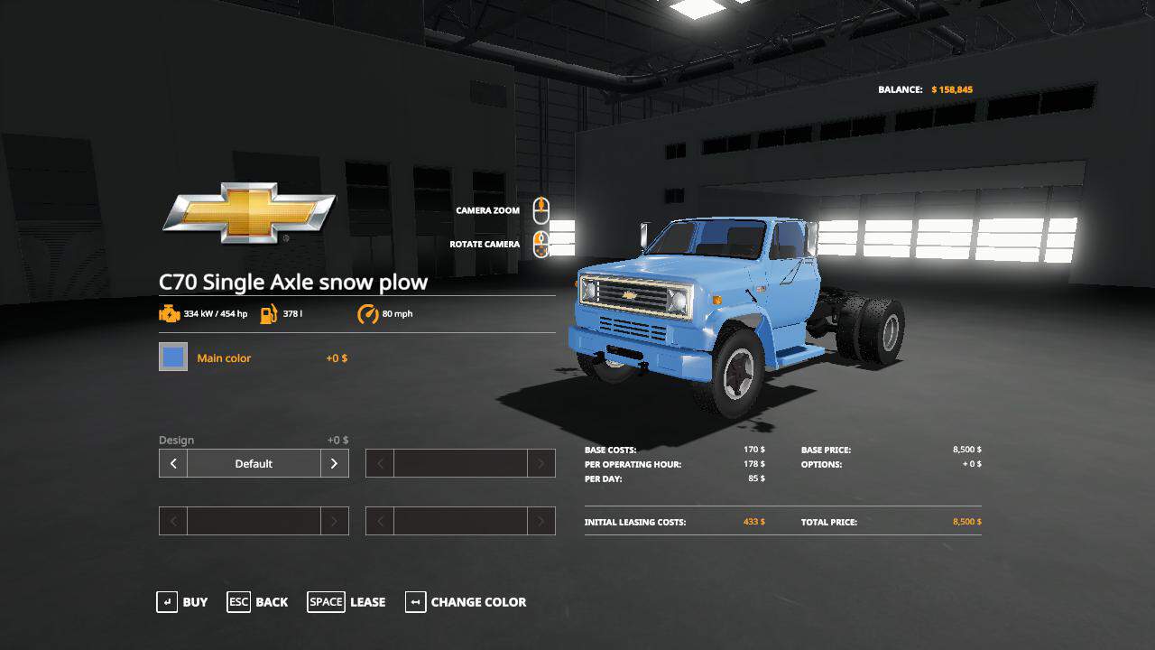 Chevy C70 snow plow truck v1.0 Mod Mod Download