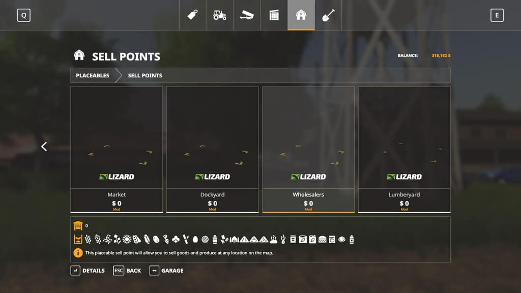 Placeable Sell Points 1.0.1.0 Mod Mod Download