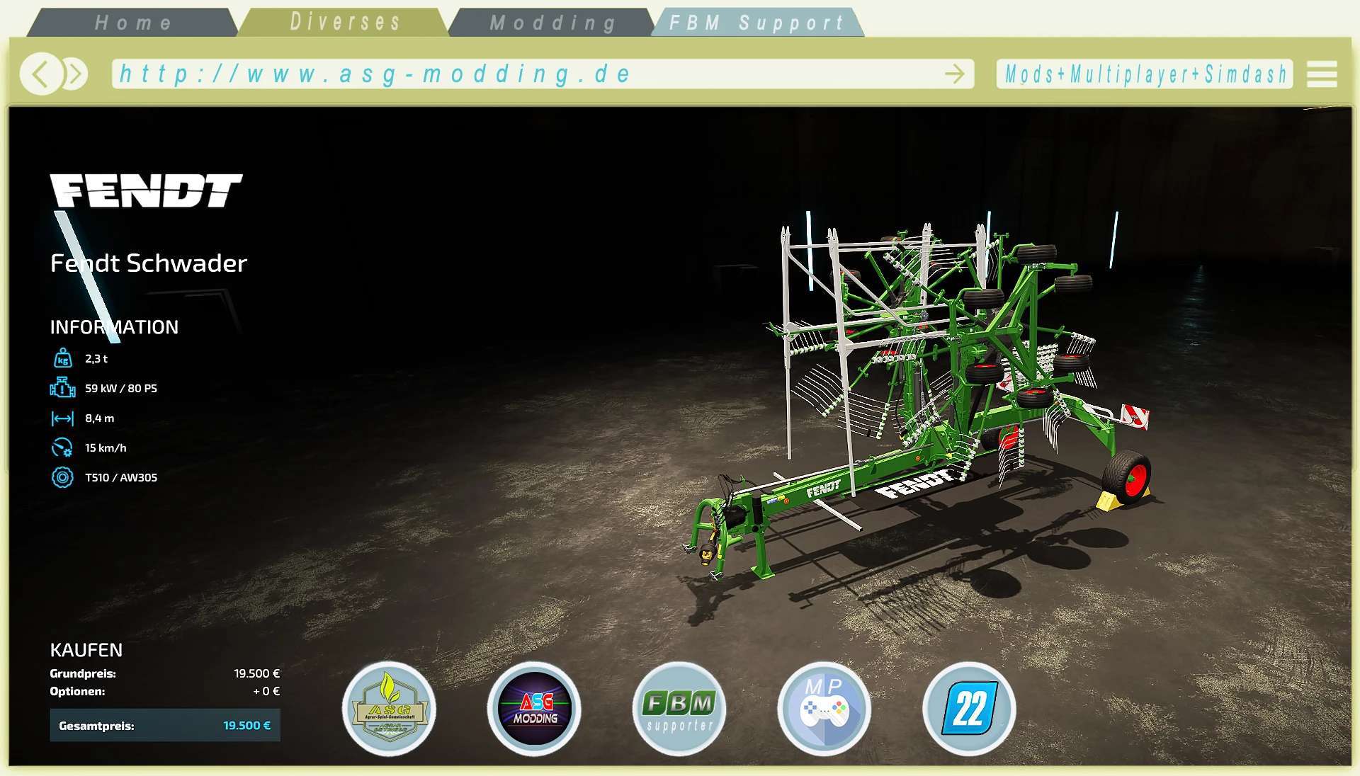 Fendt Rake v1.0 - FS22 Mod Download