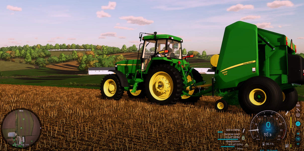 John Deere 560M with Net Wrap Addon v1.0 - FS22 Mod Download