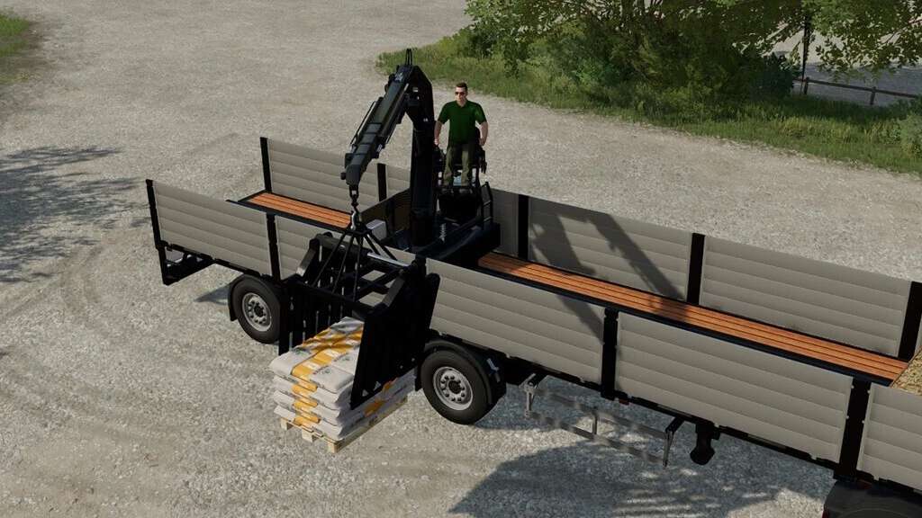 Platform Trailer With Crane v1.0.0.2 - FS22 Mod Download