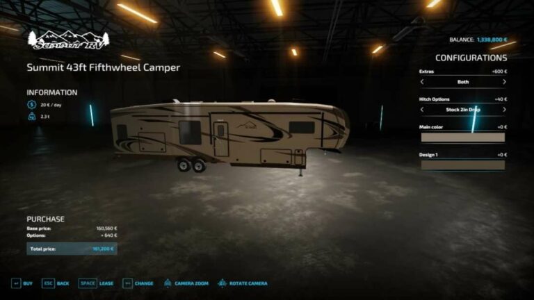 Summit 43ft Fifthwheel Camper v1.0 - FS22 Mod Download
