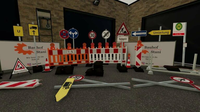 Construction site signs pack v1.0 - FS22 Mod Download