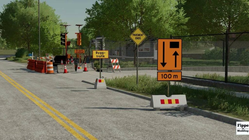 Swedish Construction Sign Pack v1.0 - FS22 Mod Download